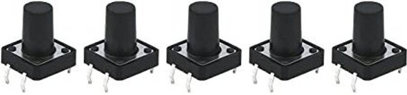 Electronic Spices 12 X 12 X 13mm Black Color Tactile Momentary Push ...