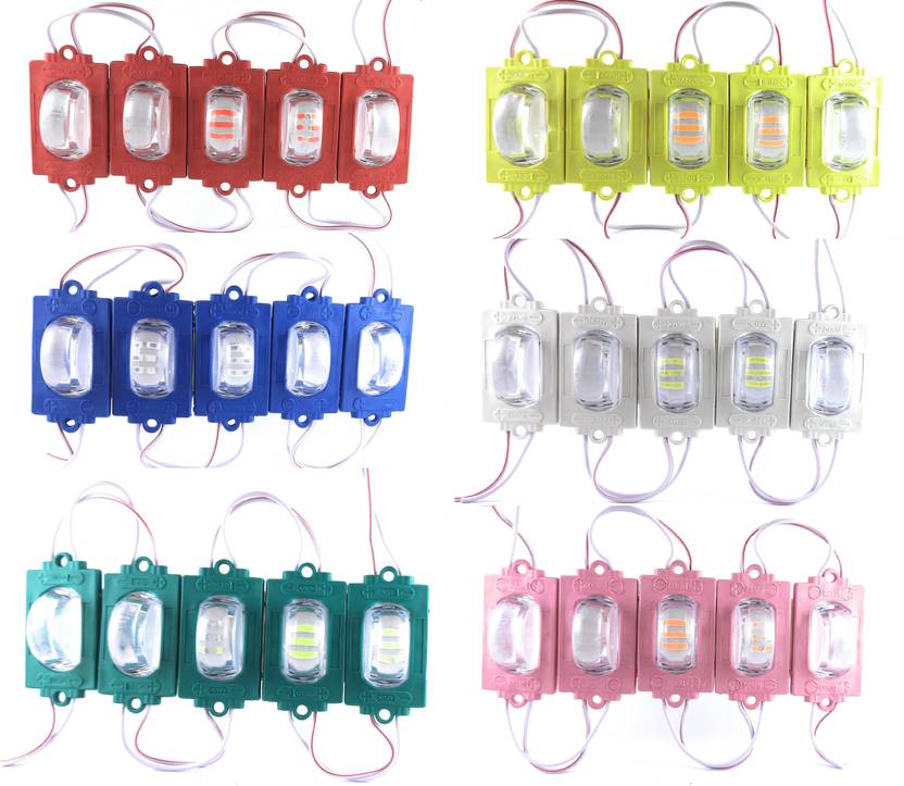 SAMAES 30 Pics 12 Volt DC TYRE LED Module Red Blue Green Yellow White ...