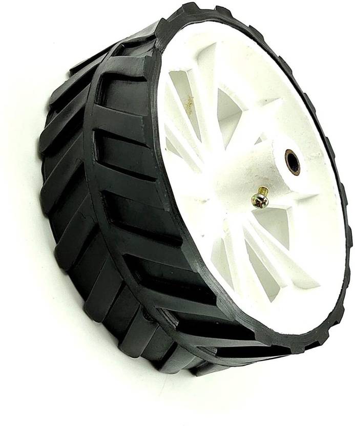 INVENTO 1pcs 110mm x 40mm Plastic Robotic Wheel Durable Rubber White ...