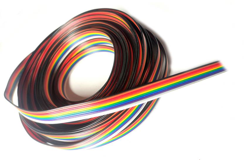 yentel (10 Meter) Ribbon Wire 10 Colors Flat Ribbon Cable Rainbow ...