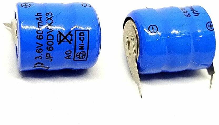 INVENTO 2pcs 3.6V 60mah Button Cell Ni-Cd CMOS Battery Non Rechargeable ...