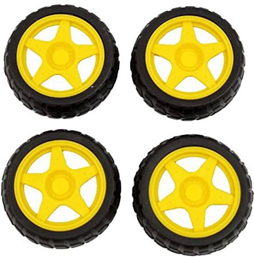 SNABTAX 65mm Robot Wheel Rubber Tire-For BO Motors-Black And Yellow ...