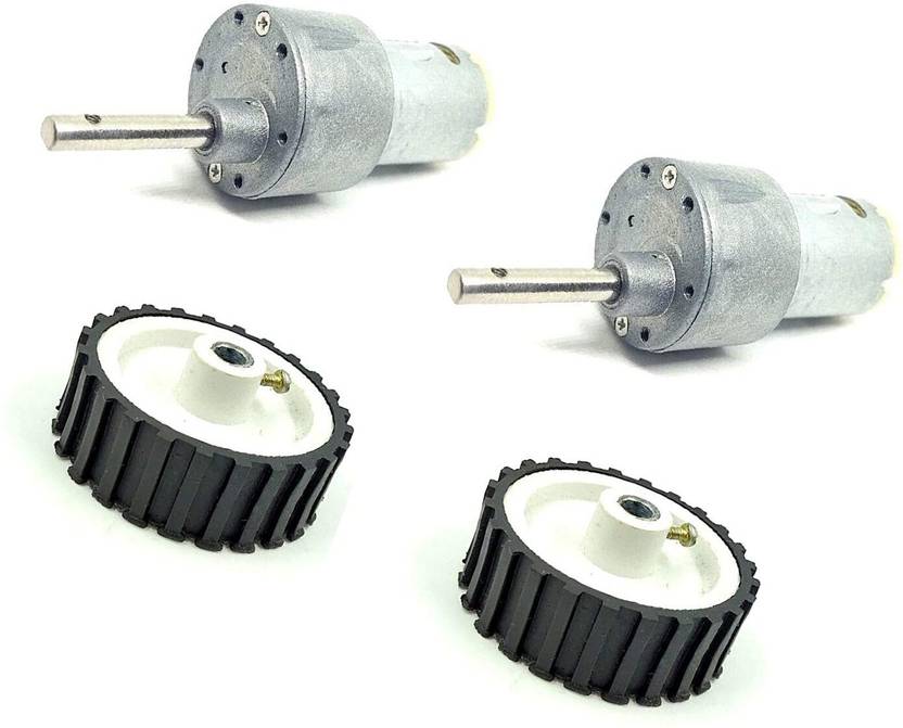 INVENTO 2pcs 12v 10 Kg-cm 300 RPM Side Shaft Geared DC Motor with 70mm ...