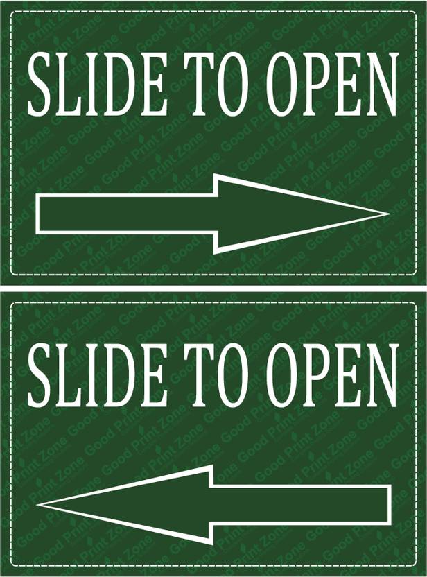 GOODPRINTZONE Slide to open door signeg sticker multi green color Size ...