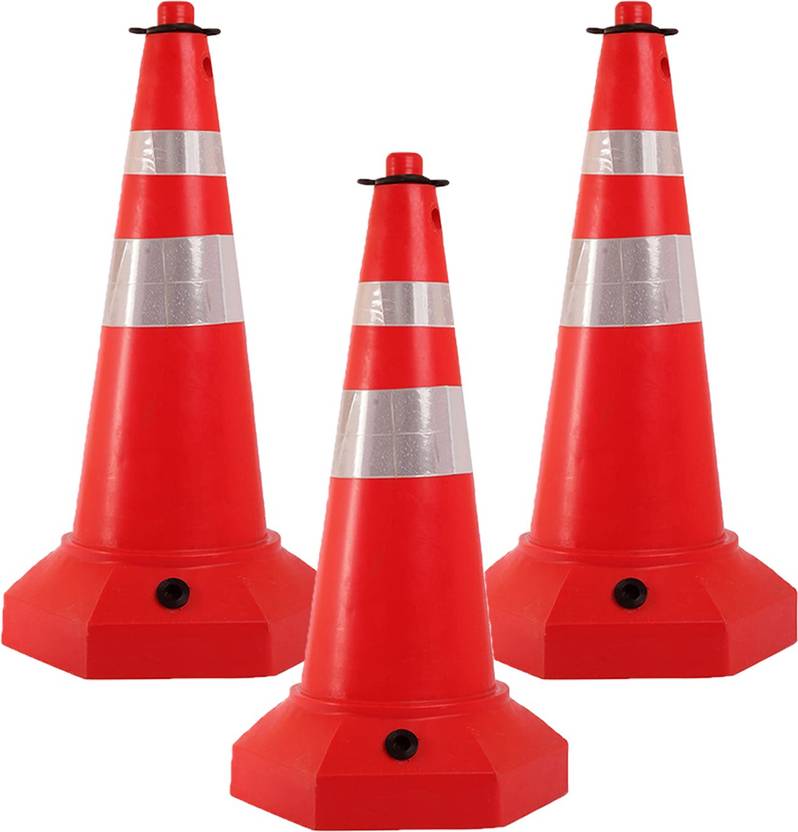 Ladwa SAND FILLED Ballast Road Traffic Safety Cones , Pack of 3 cones ...