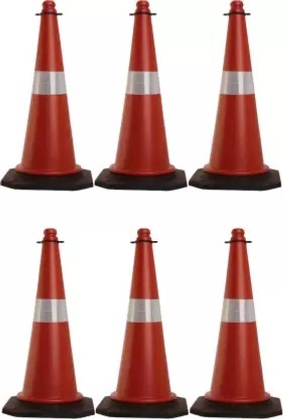 NILE Road Traffic Safety Cone (Pack of 7 cones 750mm, with 7 mtr chain + 7 hooks) Emergency Sign ...
