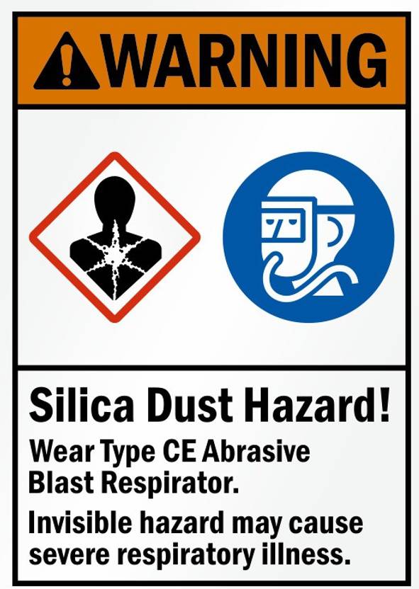RLDigitalUnits WARNING SILICA DUST HAZARD wear type CE blast Resiprator ...