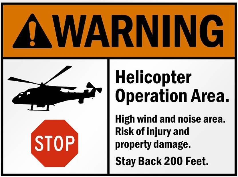 RLDigitalUnits WARNING HELICOPTER OPERATION AREA SIGN BOARD Emergency ...