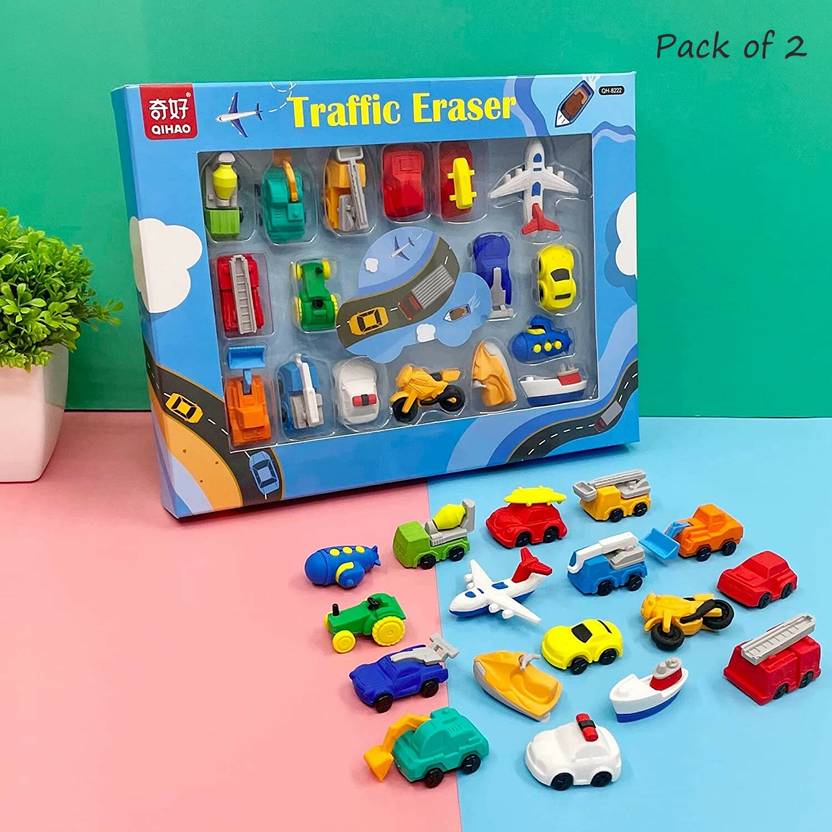Flipkart.com | VINMOT Traffic Vehicle Attractive Eraser Set for Kids ...