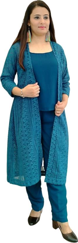 Muka Women Ethnic Jacket, Top and Pant - Buy Muka Women Ethnic Jacket ...