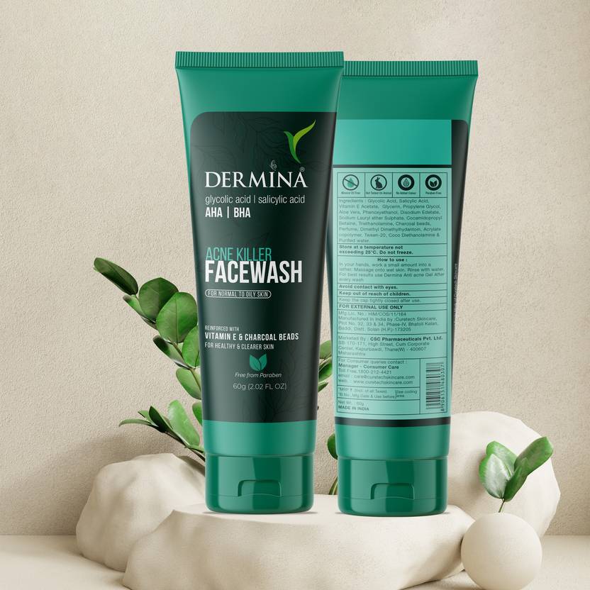 DERMINA Facewash With Salicylic Acid With Vitamin E Acetate Gel For ...