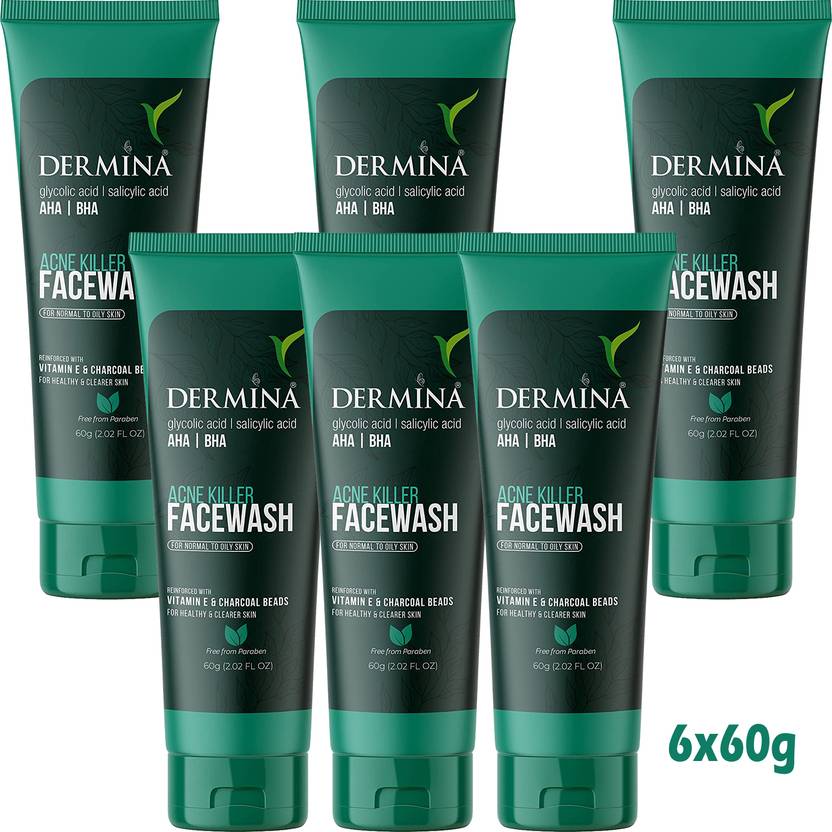 DERMINA Facewash With Salicylic Facewash (Pack of 6) Face Wash - Price ...