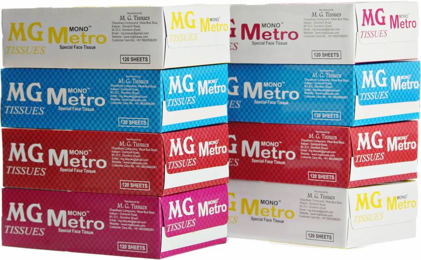 Mg Mono metro pack of 8 face tissue papaer 110 sheet per box Price in ...