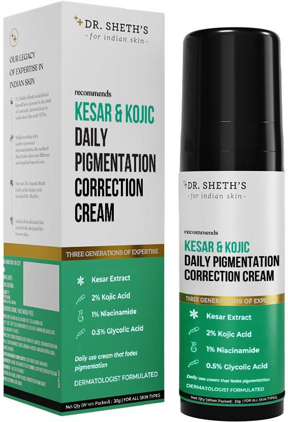 Dr. Sheth's Kesar & Kojic Daily Pigmentation Correction Cream | Reduces ...