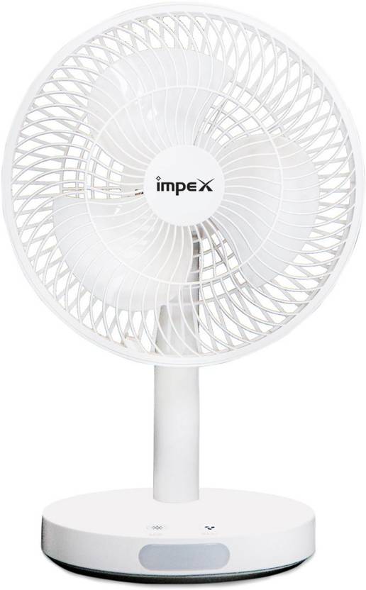 IMPEX Rechargeable Fan (BREEZE D2N) with LED Light 180 mm 3 Blade Table ...