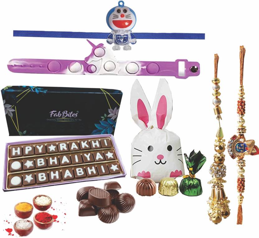FabBites Rakhi for Brother Bhabhi and Kids with Chocolate|Lumba,Light ...