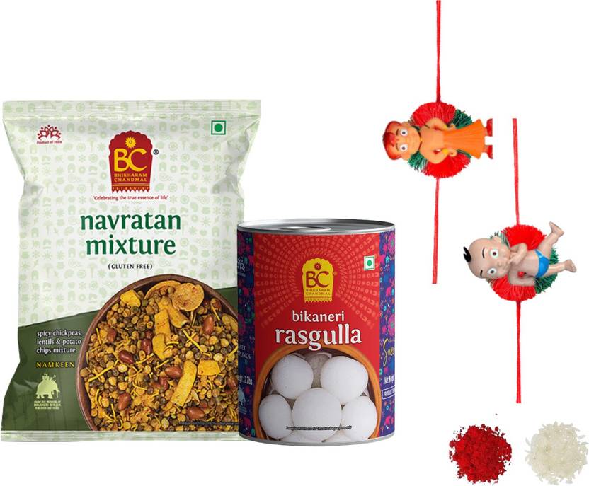 BHIKHARAM CHANDMAL Premium Kids Rakhi |Rasgulla 500 Gm | Navratan ...