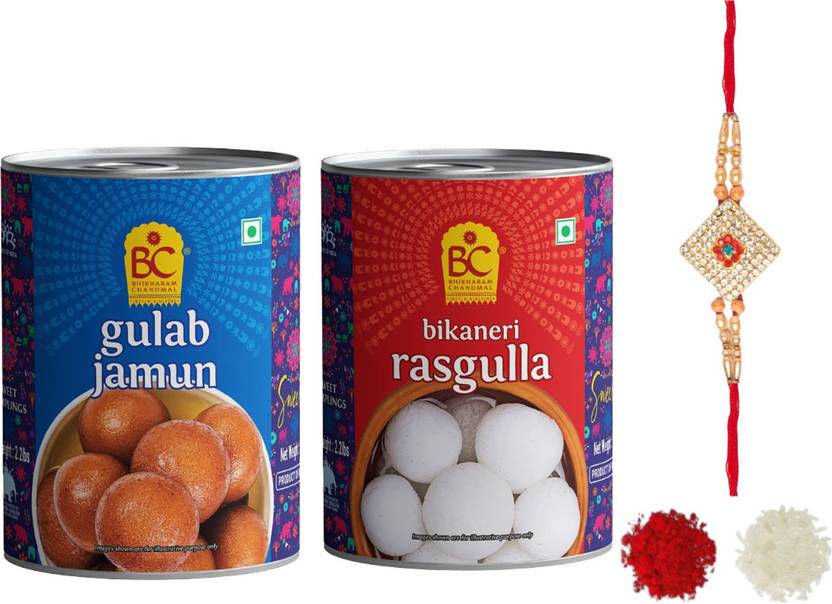 BHIKHARAM CHANDMAL Rasgulla 500 Gm | Gulab Jamun 500 Gm | Raksha ...