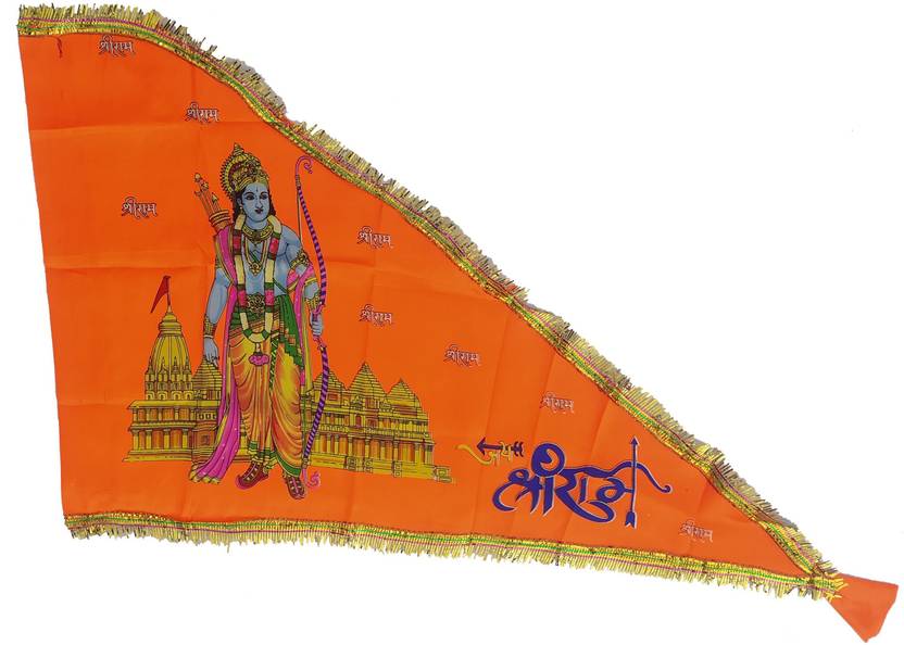 AYODHYAPATI Jai Shree Ram Flag/Dhwaj/Jhanda Triangle Outdoor Flag Flag ...
