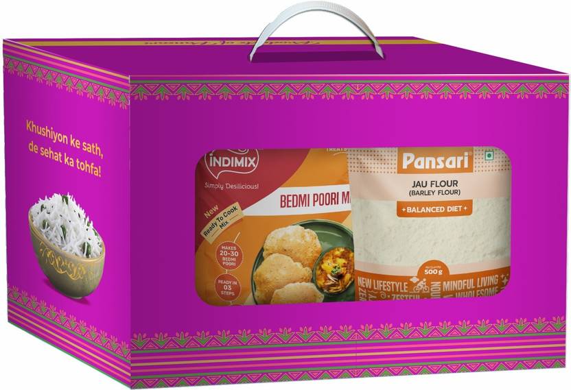 Pansari Gift Pack of Signature Rice,Royal Rice,Poha,Bedmi Ata,Jau Atta ...