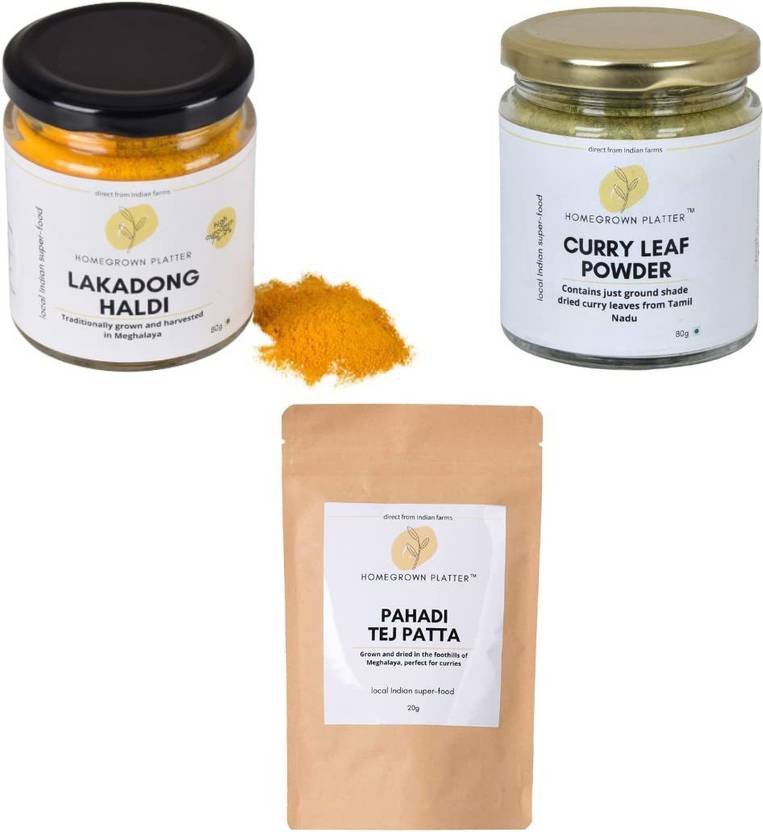 Homegrown Platter Curry Patta Powder - 80g | Lakadong Haldi Powder ...