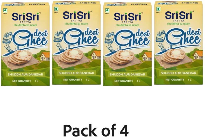 Sri Sri Tattva Desi Ghee, 1L (Ceka Pack) x Pack of 4, 4 L Tetrapack ...