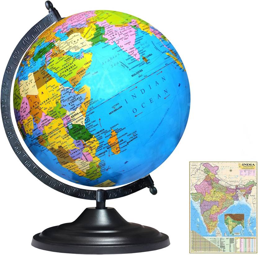 Savy 12 Inch=30.48 cm Globe+ India Map, Black Arc and Base, Multicolor ...