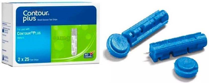 Dr.Brave 50 CONTOUR PLUS TEST STRIPS & (50) Glucometer Lancets Price in ...