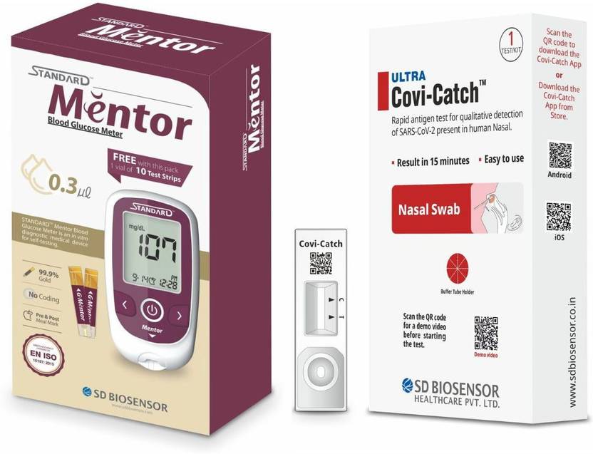 STANDARD SD Biosensor Mentor Glucometer & Covi-Catch Covid-19 self test ...