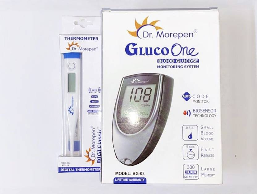 Dr. Morepen Glucometer and MT-110 Thermometer combo pack Glucometer ...