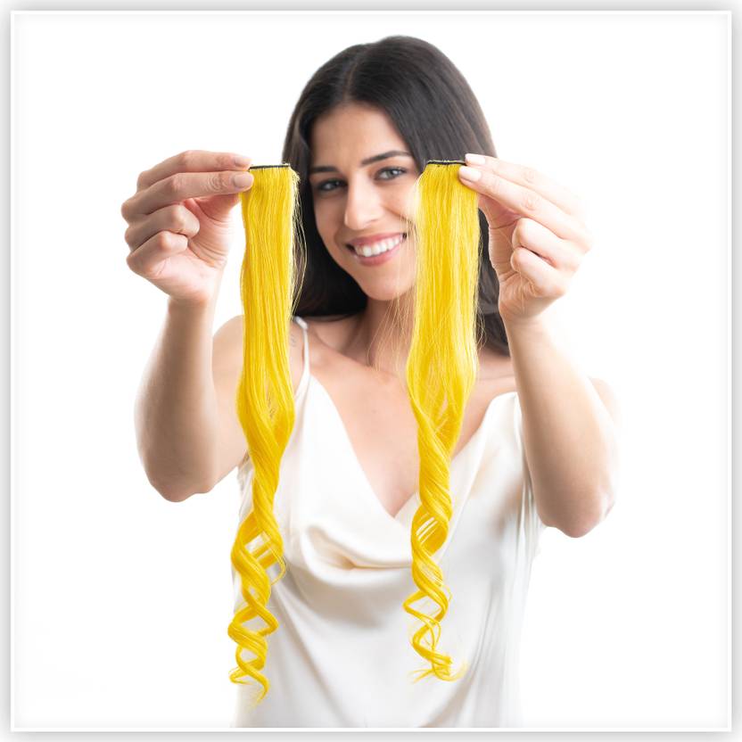 hair originals 100% Original Human Colour Streak Extensions (Yellow, 16 ...