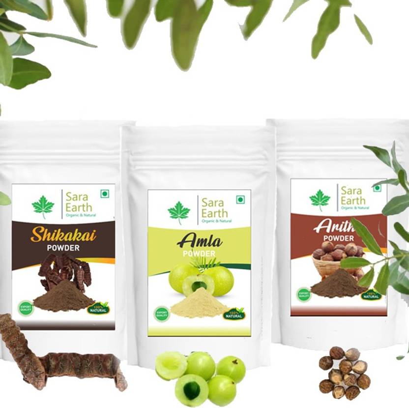 sara earth Saraearth Amla, Reetha Shikakai Powder Combo for Long and ...