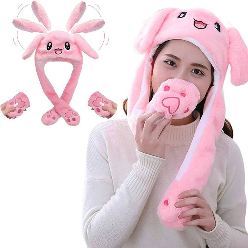 HASTHIP Plush Animal Bunny Dancing Ears Hat, Rabbit Moving Ear Flaps ...