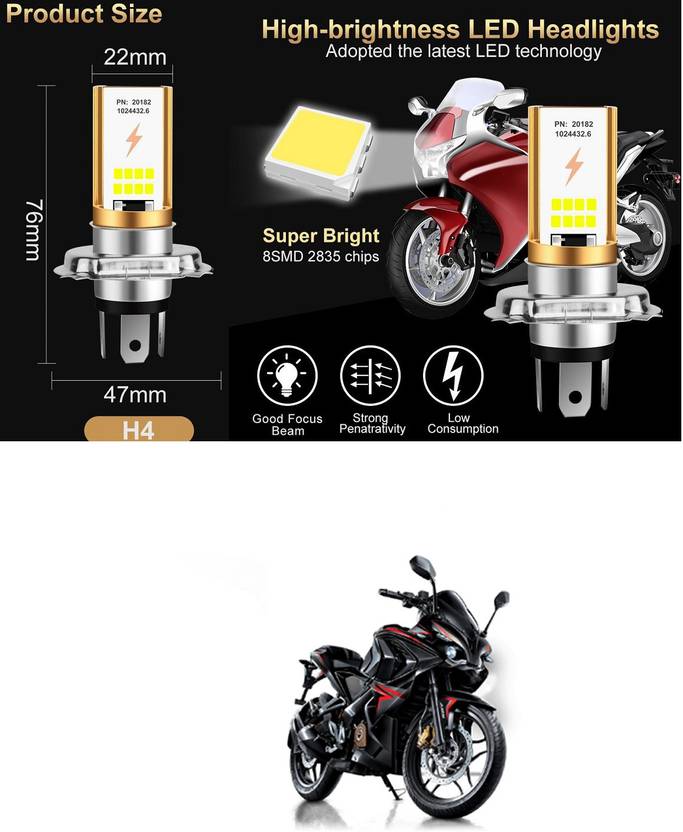 PROEDITION LED Motorcycle Headlight Bulb Hi/Lo Beam LED Car HeadlighT 680 Headlight, Fog Lamp ...