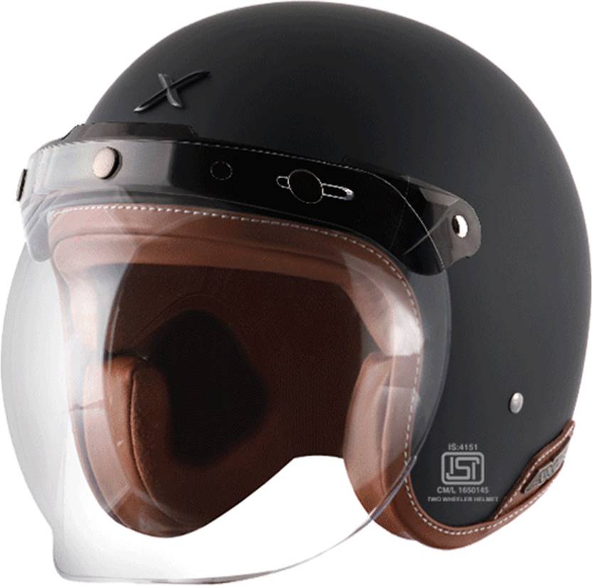 Axor Retro Jet Leather Motorbike Helmet - Buy Axor Retro Jet Leather ...