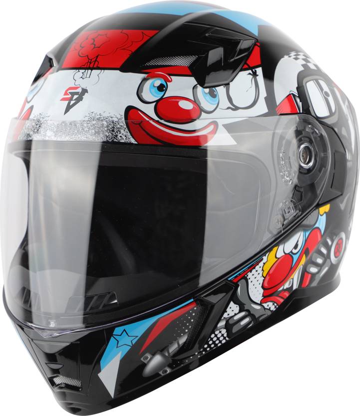 Steelbird Air STEELBIRD SBA-21 COMIC GLOSSY BLACK WHITE FULL FACE L ...