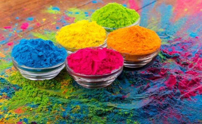 S K INDUSTRIES Holi Color Powder Pack of 5 (Yellow, Blue, Orange, Pink ...