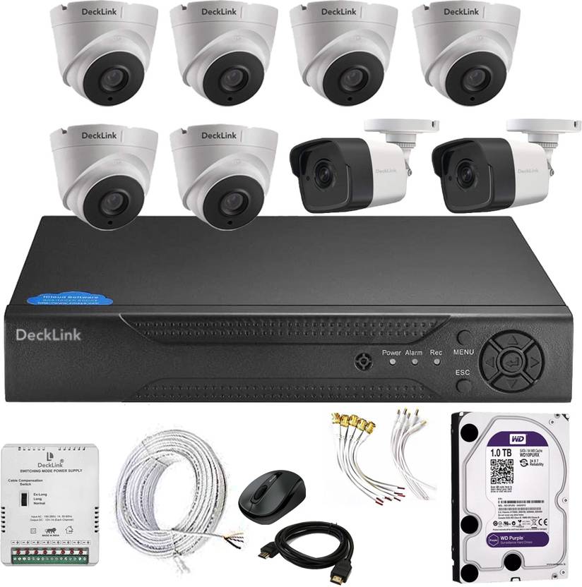 DeckLink 5 MP Ultra HD CCTV Camera Full Set 6 Dome 2 Bullet Cam, 8Ch HD ...