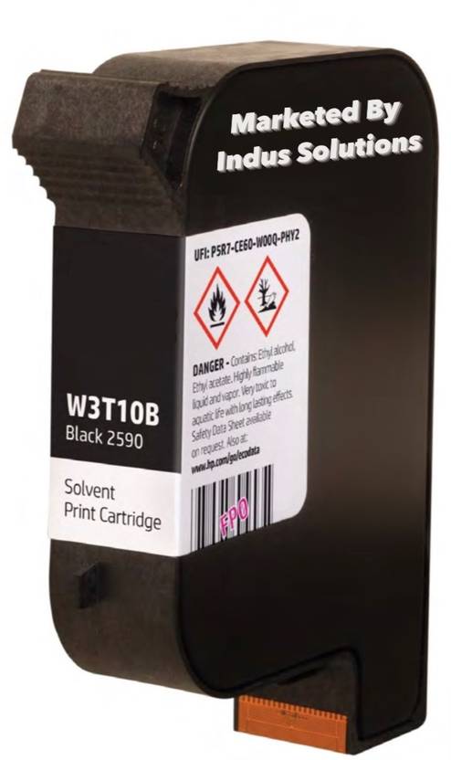 Indus Solutions HP W3T10B 2590 SOLVENT Black Ink Cartridge - Indus ...