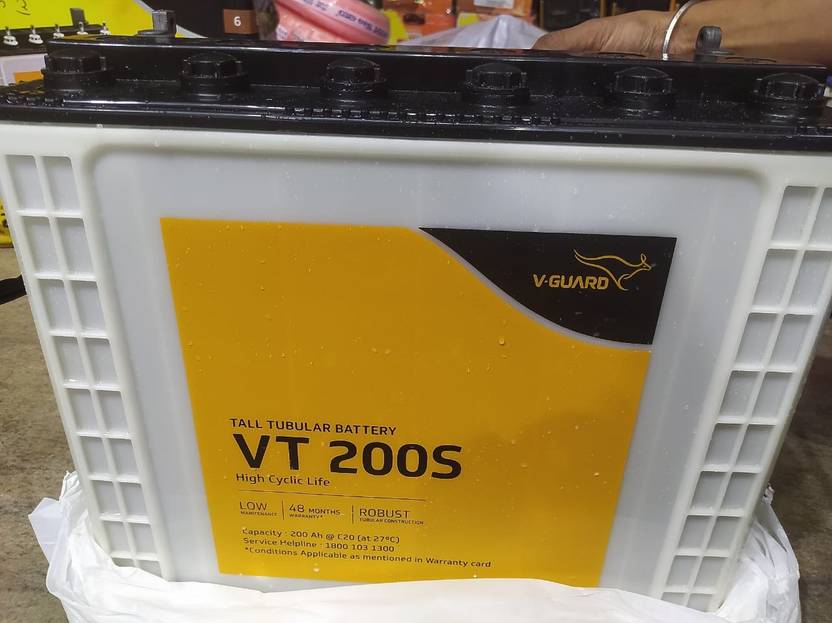 V-Guard VT 200S BATTERY (24 MONTHS+24MONTHS WARRANTY) Tubular Inverter ...