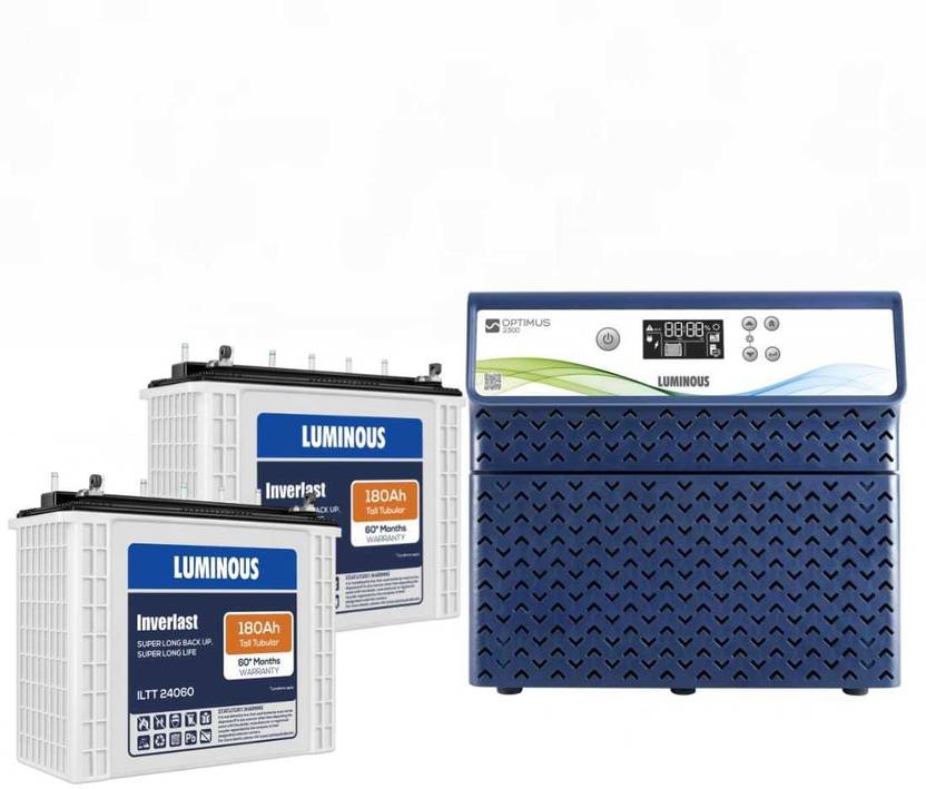 LUMINOUS OPTIMUS 2300 Pure Sine Wave Inverter with ILTT24060 Tubular ...