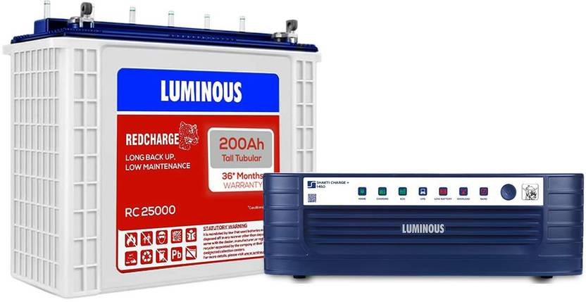 LUMINOUS Shakti Charge+ 1450 Inverter_RC 25000 Tubular Inverter Battery ...