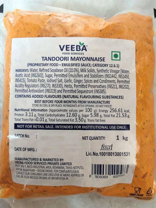 VEEBA VEEBA_Tandoori Mayonnaise 1kg 1 kg Price in India - Buy VEEBA ...