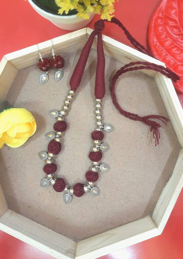 UPOHAR Oxidised Silver, Dori Maroon Jewellery Set Price in India - Buy ...