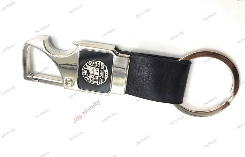 Jdp Novelty Metal Leather Opner Keychain for Bikes Black Colour Made ...