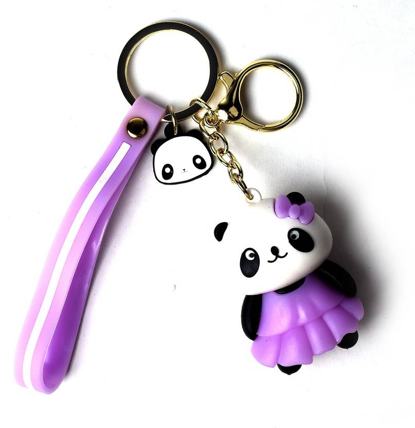 Daiyamondo Purple Panda 3D keychain Female Vrsion with cute face and ...