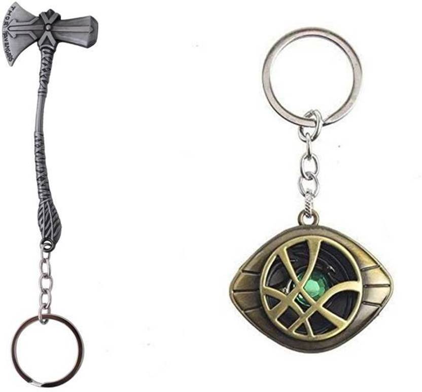 ZYZTA Metal Silver Thor Axe & Golden Doctor strange Eye marvel key ...