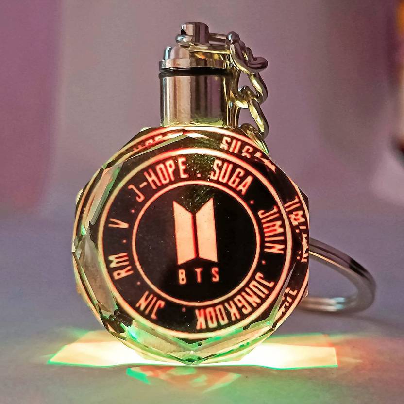 Convay A2 BTS Keychain Quality Transparent Glass Crystal BTS LED Light ...
