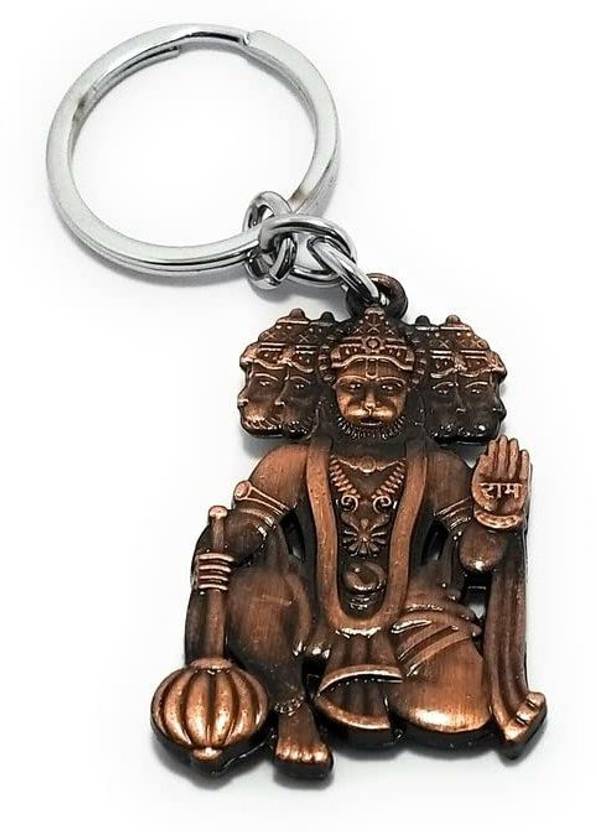 JELECTRICALS Premium Panchmukhi Hanuman Ji Keychain Double Sided Metal ...