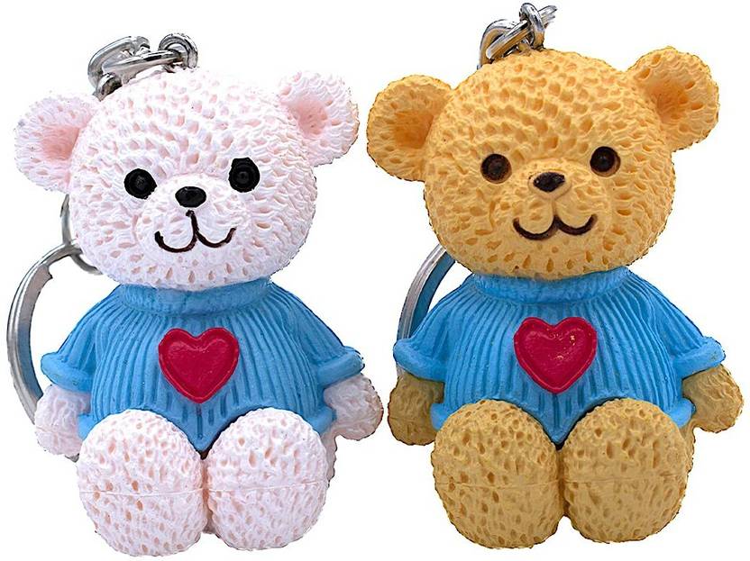 Newview Two Cute Teddy Bear Keychain for Men Boys Girls kids Gift ...